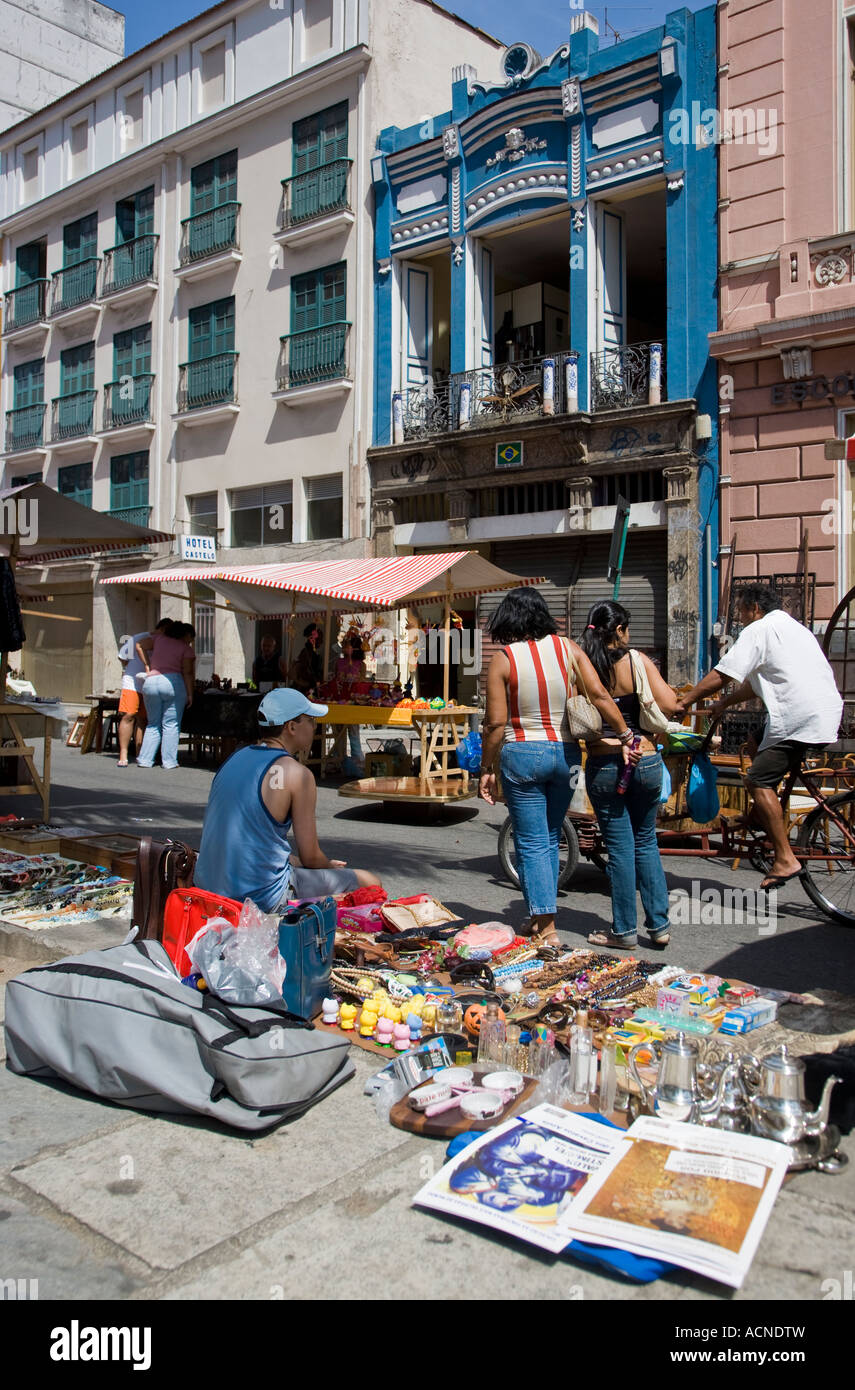 Brazil Rio de Janeiro The Saturday street market Lapa district Stock ...