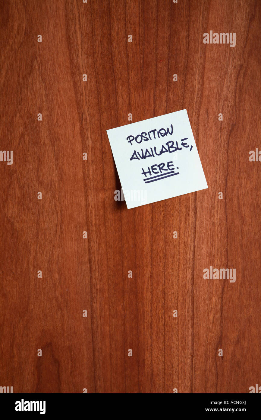 position available here written on post it note memo Stock Photo - Alamy