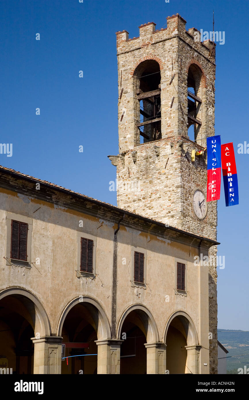 The bell tower in Bibbiena, Tuscany, Italy Stock Photo - Alamy
