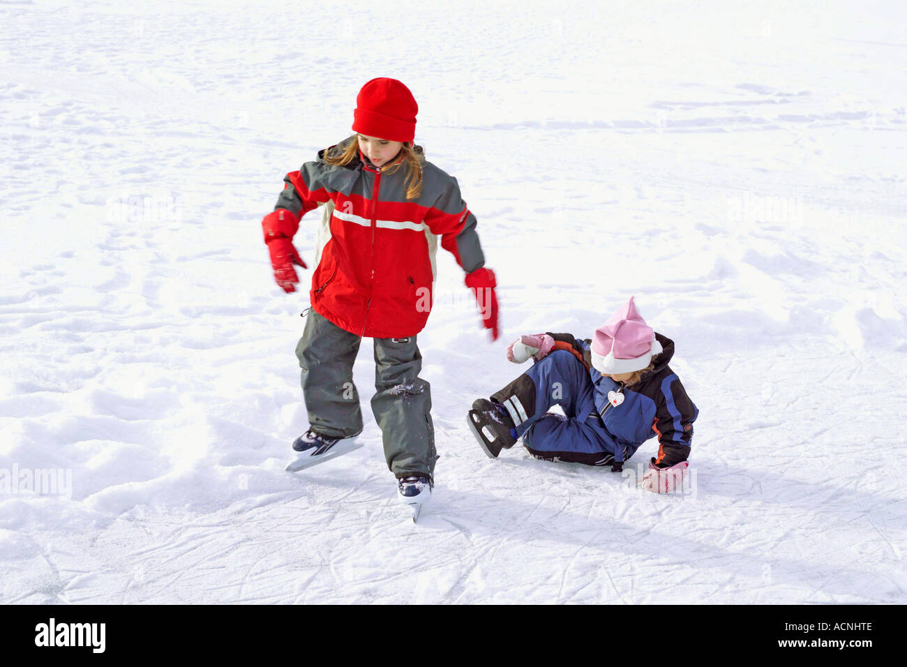 Two girls ice skating hi-res stock photography and images - Alamy