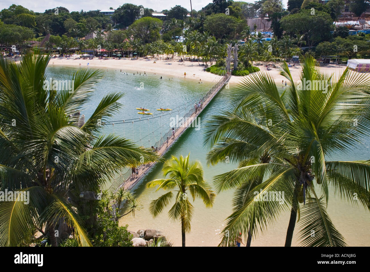 Sentosa Island Singapore Aerial view Palawan beach and lagoon and ...
