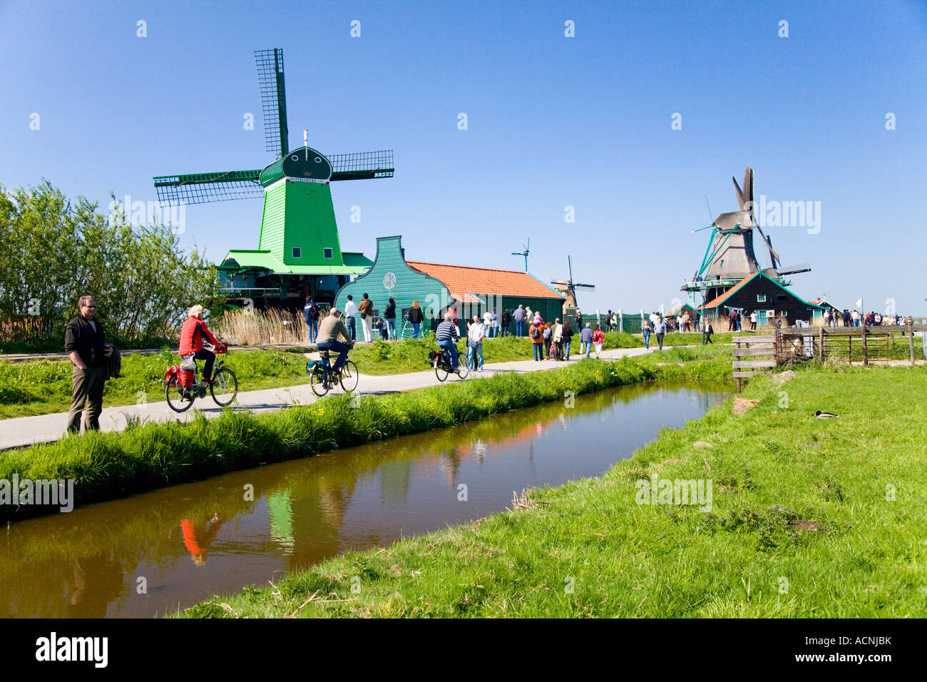 Morning bicycle ride Windmill in Holland;Original windmills at the ...