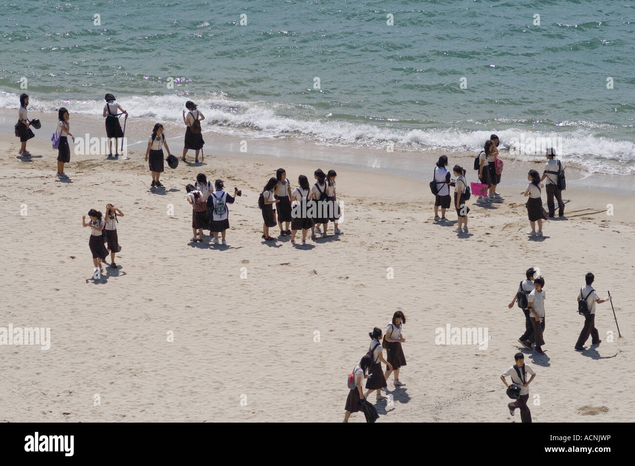 School Children at the Beach Stock Photo - Alamy