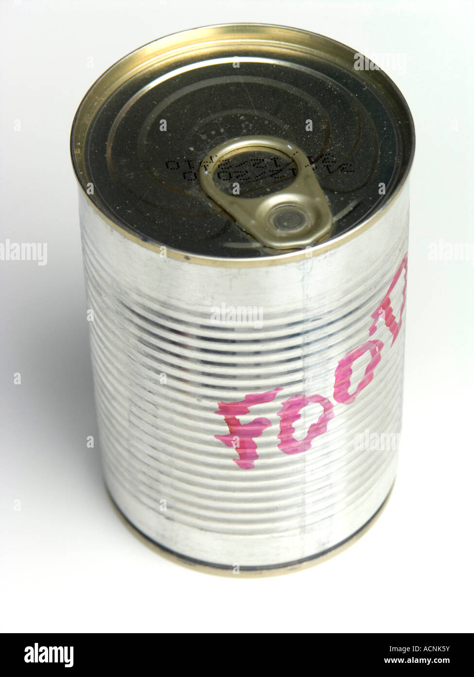 can , food help conceptual on a white background Stock Photo - Alamy