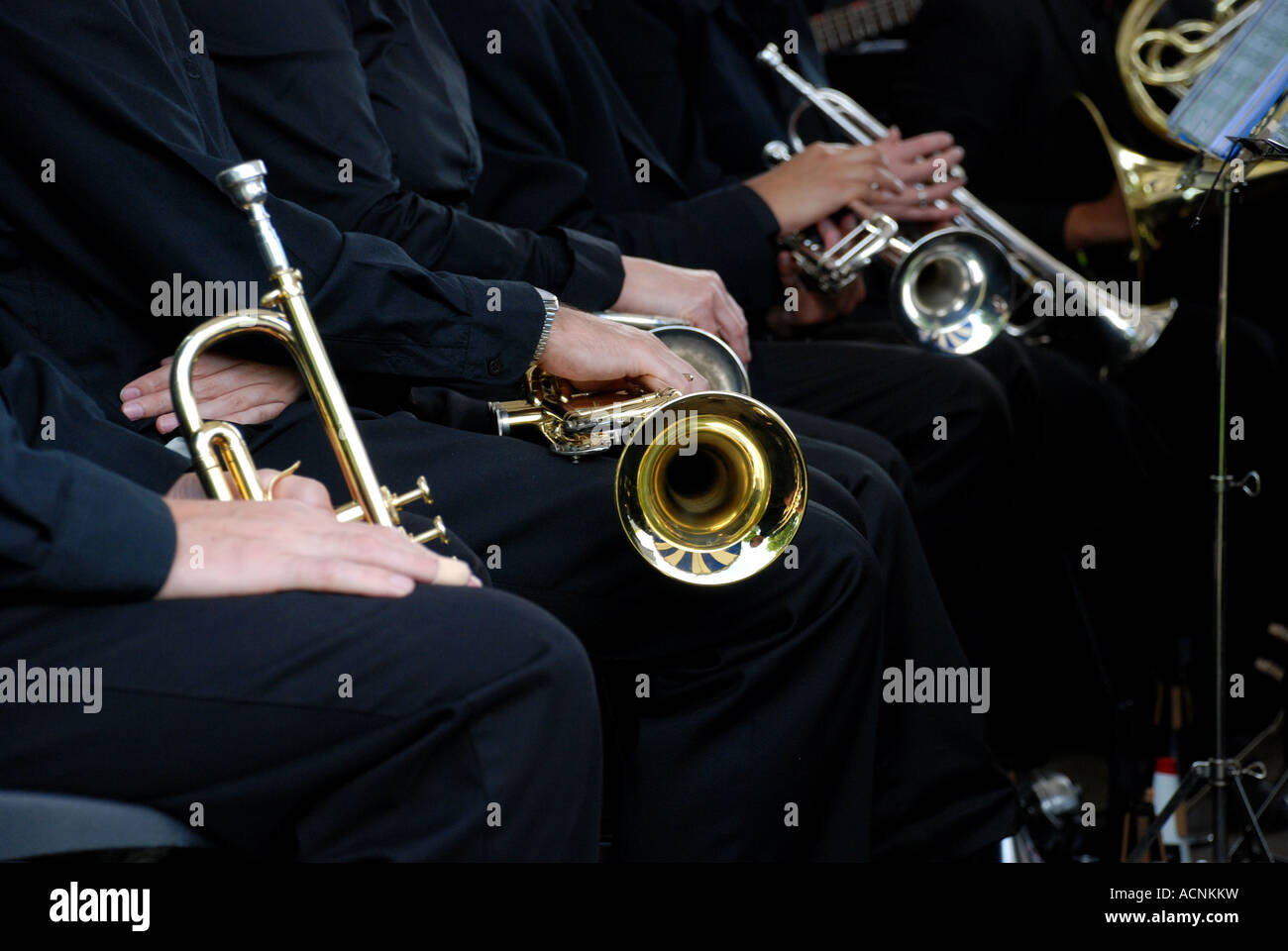 trumpet section 1 Stock Photo - Alamy