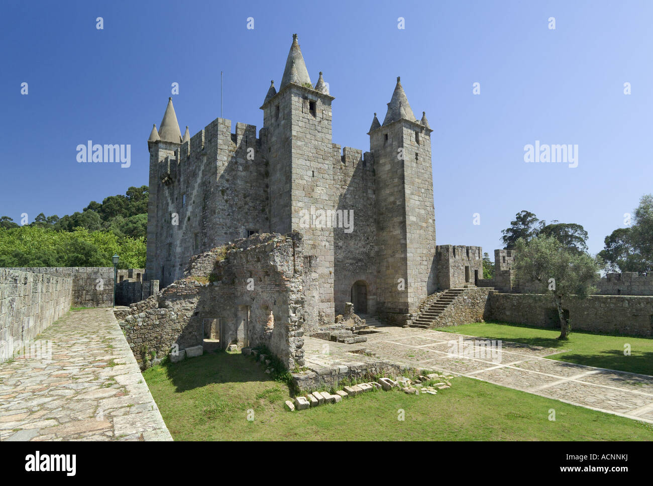 Portugal, The Costa Verde, Santa Maria da Feira, Medieval castle near ...
