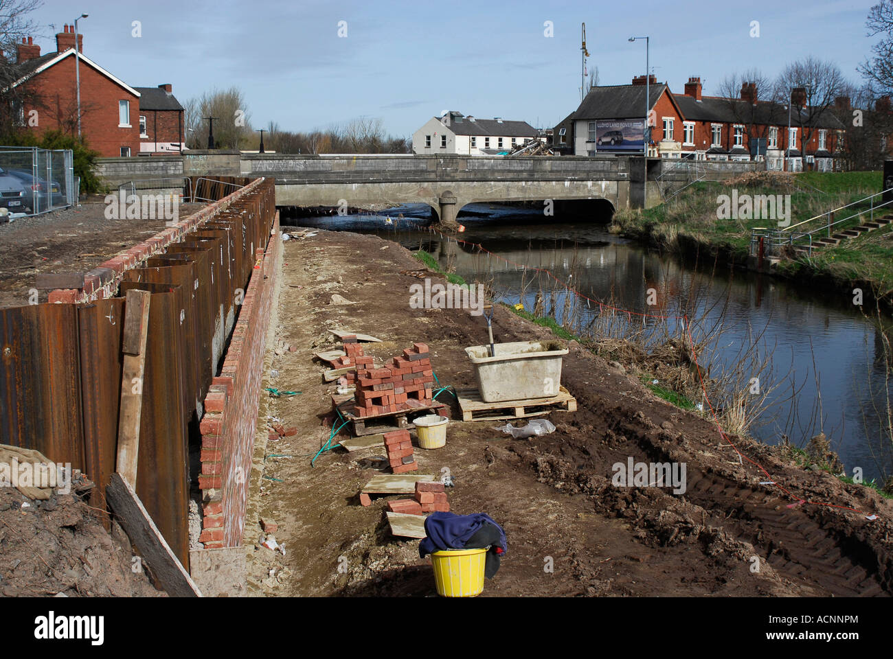 Flood defence work along the River Eden and Petterill Carlisle Cumbria ...