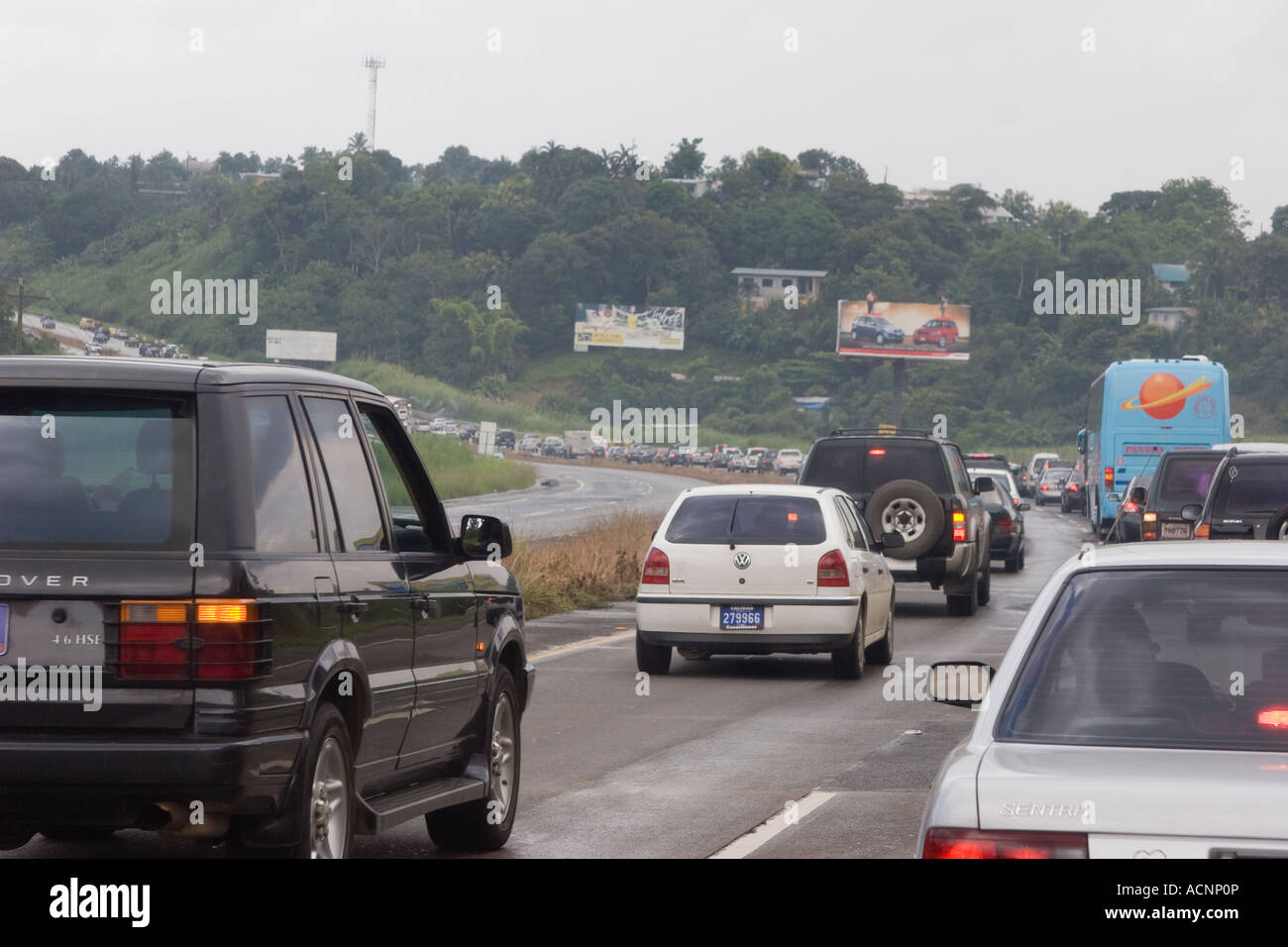 Traffic Jam on the Pan American Highway, Panama, Republic of Panama ...