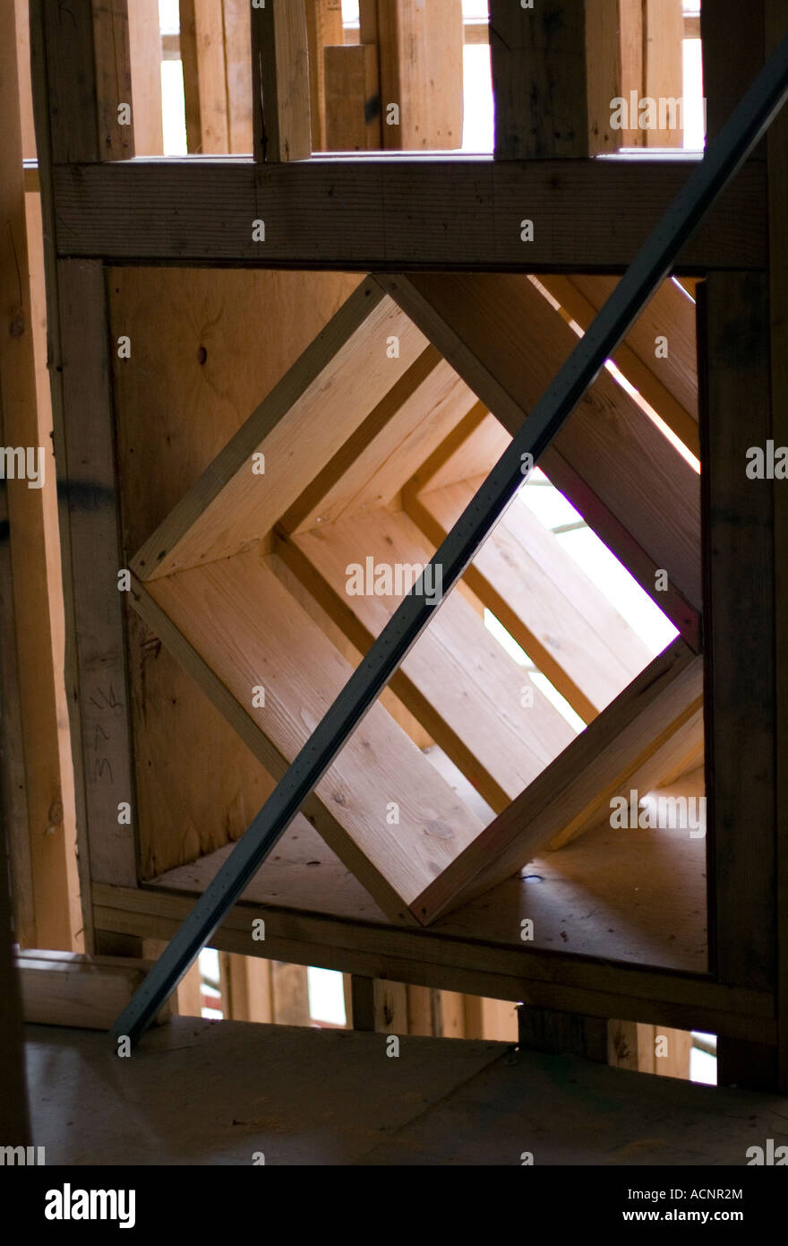 diamond window wood frame Stock Photo - Alamy