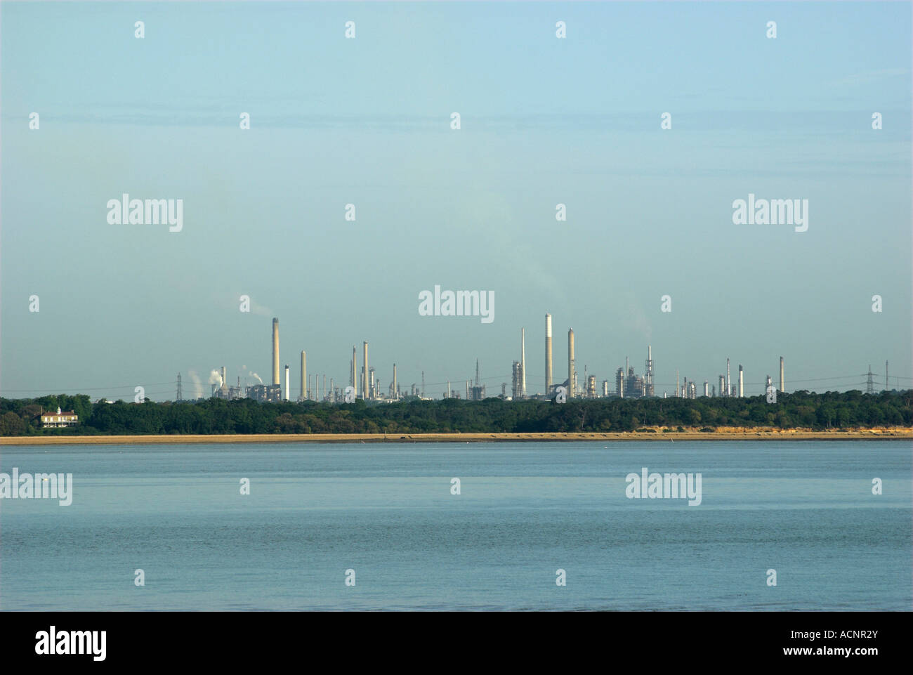 Fawley Oil Refinery from a distance, Hampshire, England, UK Stock Photo ...