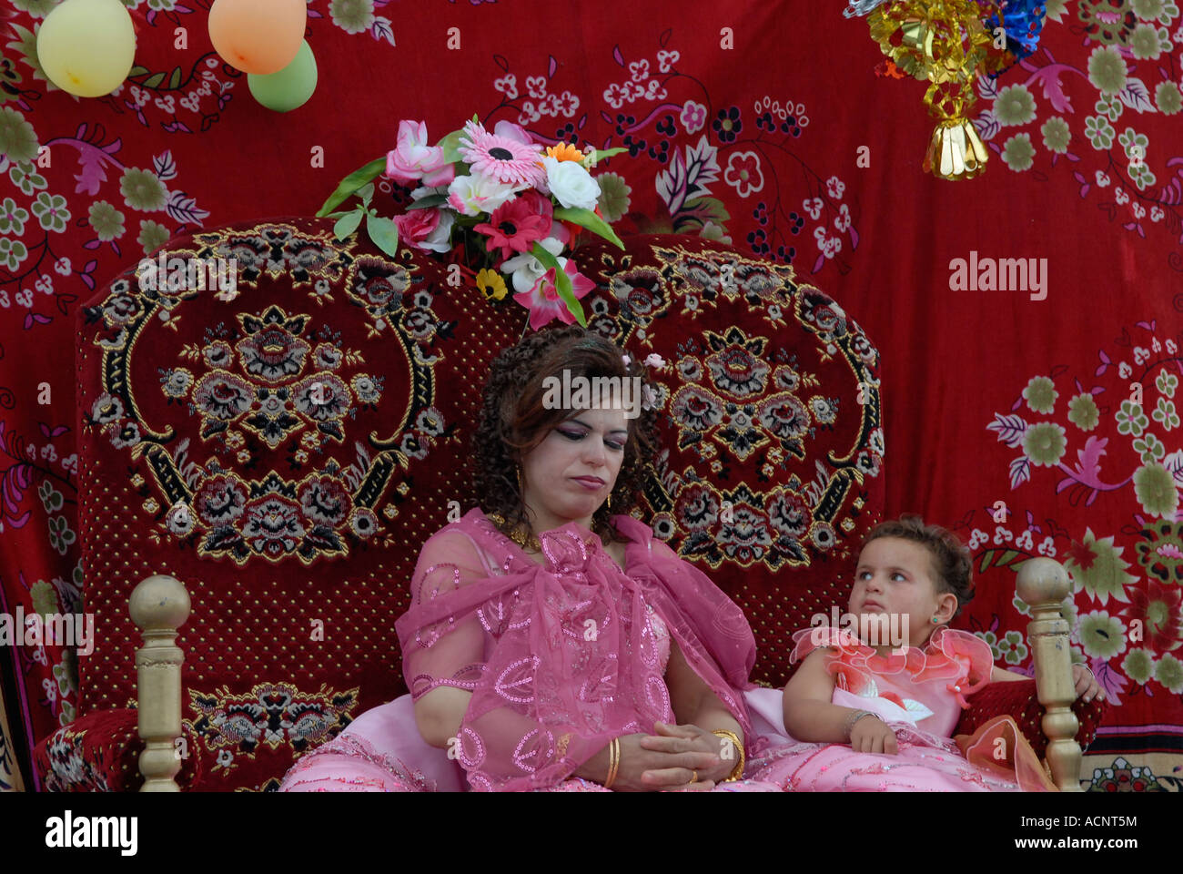 A Palestinian bride at a Palestinian wedding in Yatta or Yattah a ...