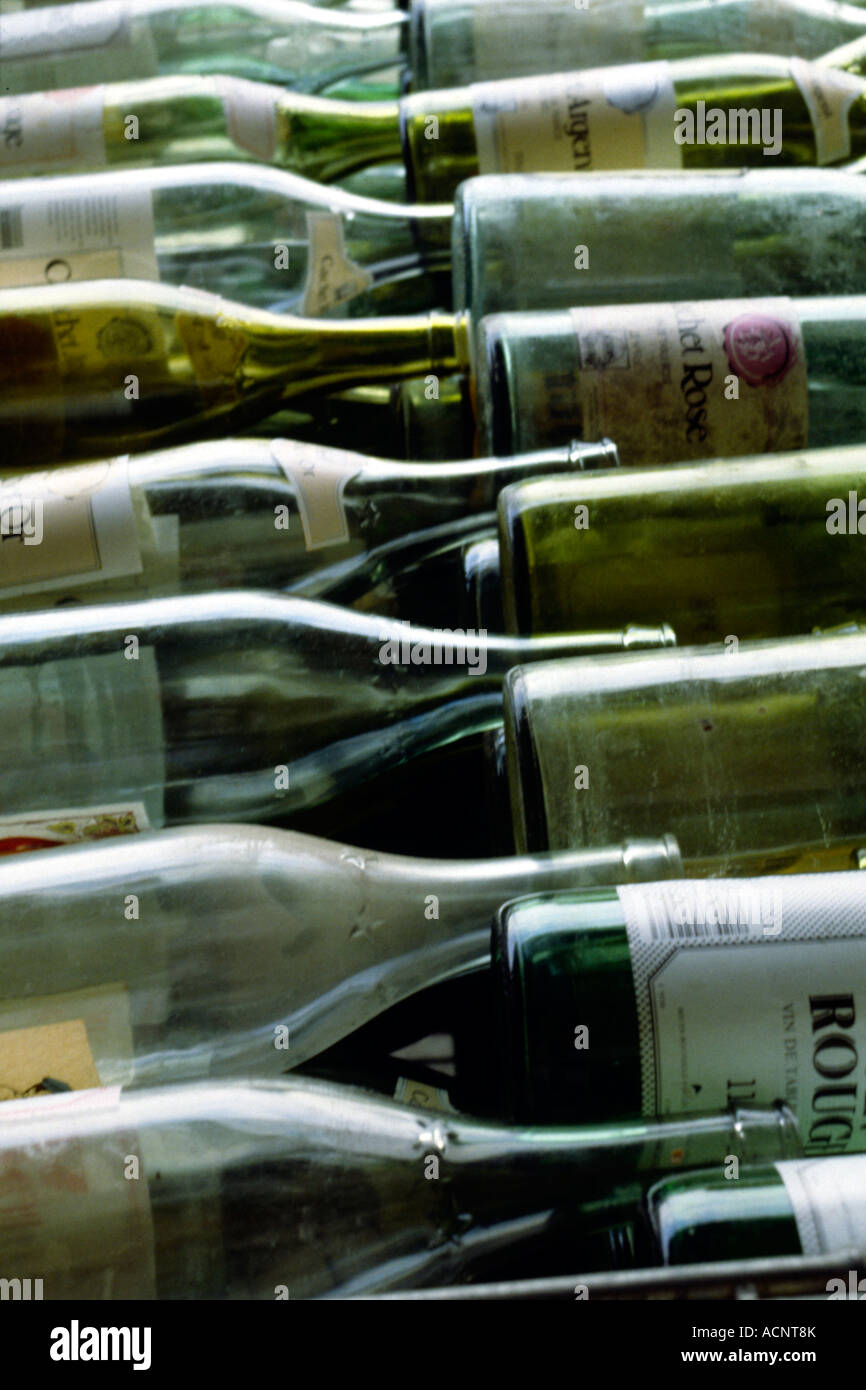 rows of empty bottles of wine Stock Photo - Alamy