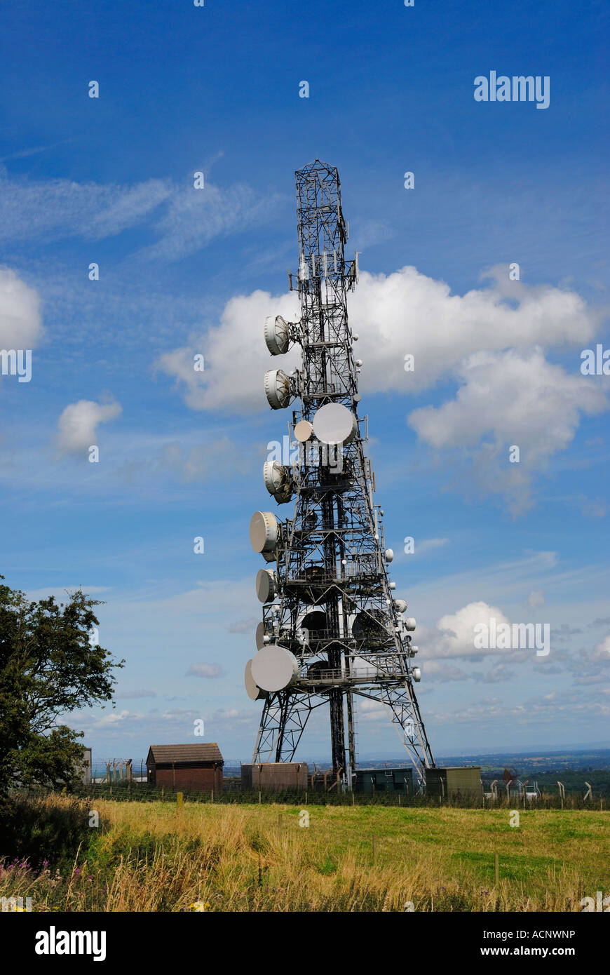 Communications mast on top of Eddisbury Hill Stock Photo - Alamy