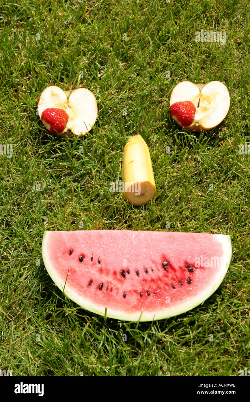 Face of fruits - Obstgesicht Stock Photo - Alamy