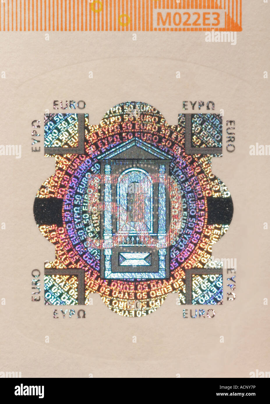Euro banknote security mark hologram Stock Photo - Alamy