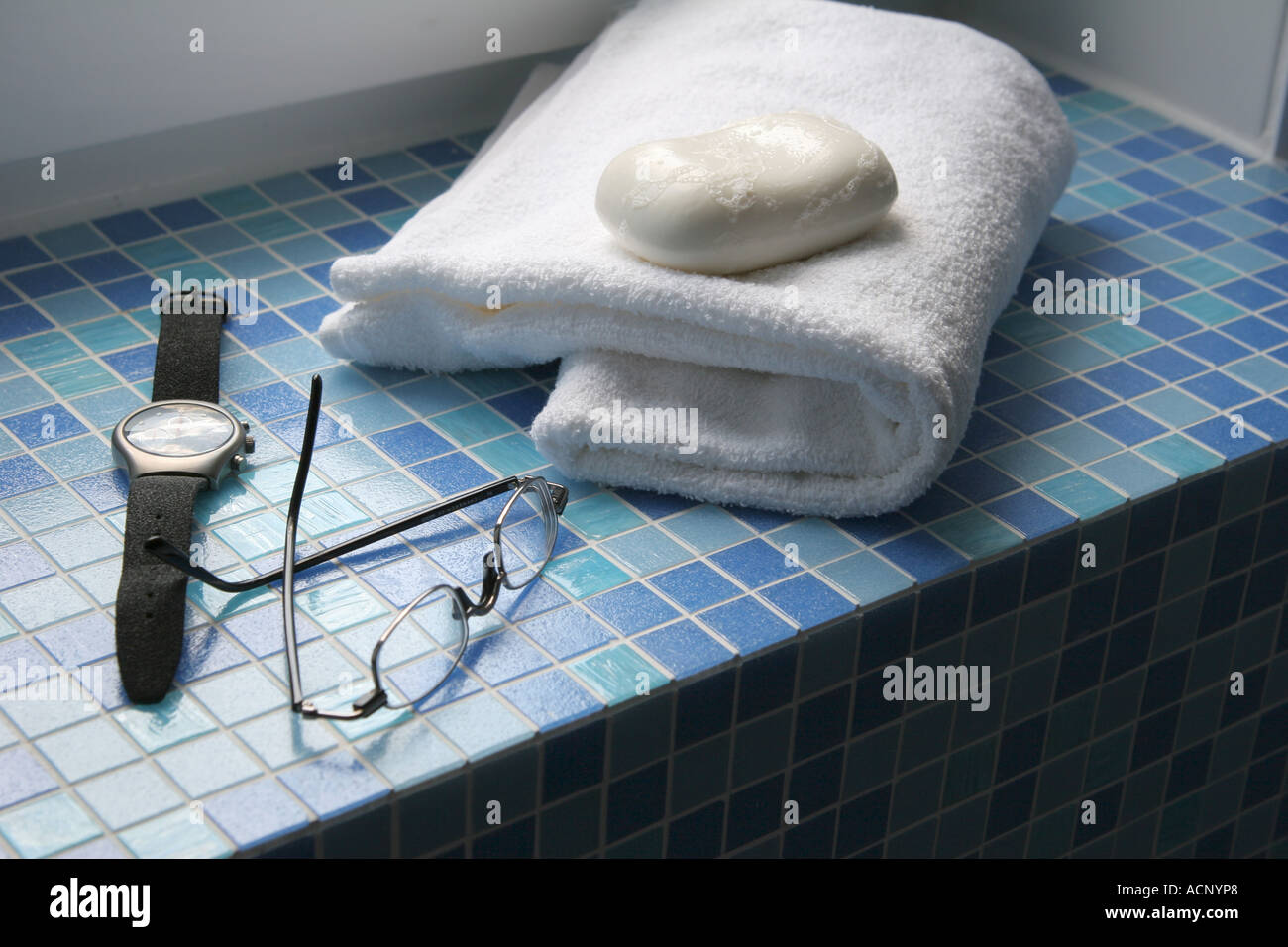 In the bathroom - Im Bad Stock Photo - Alamy