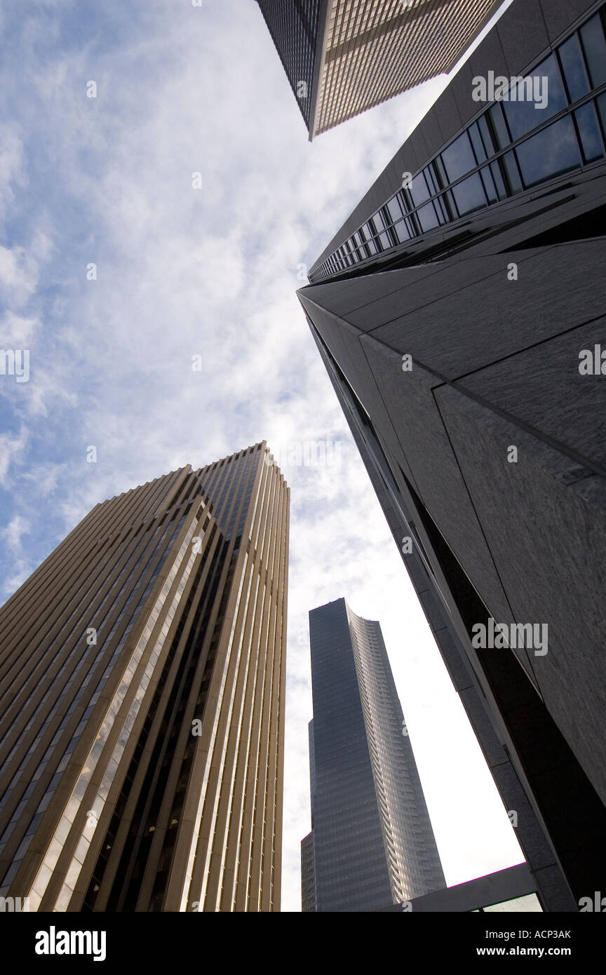 View looking up at office buildings in downtown Seattle Washington ...