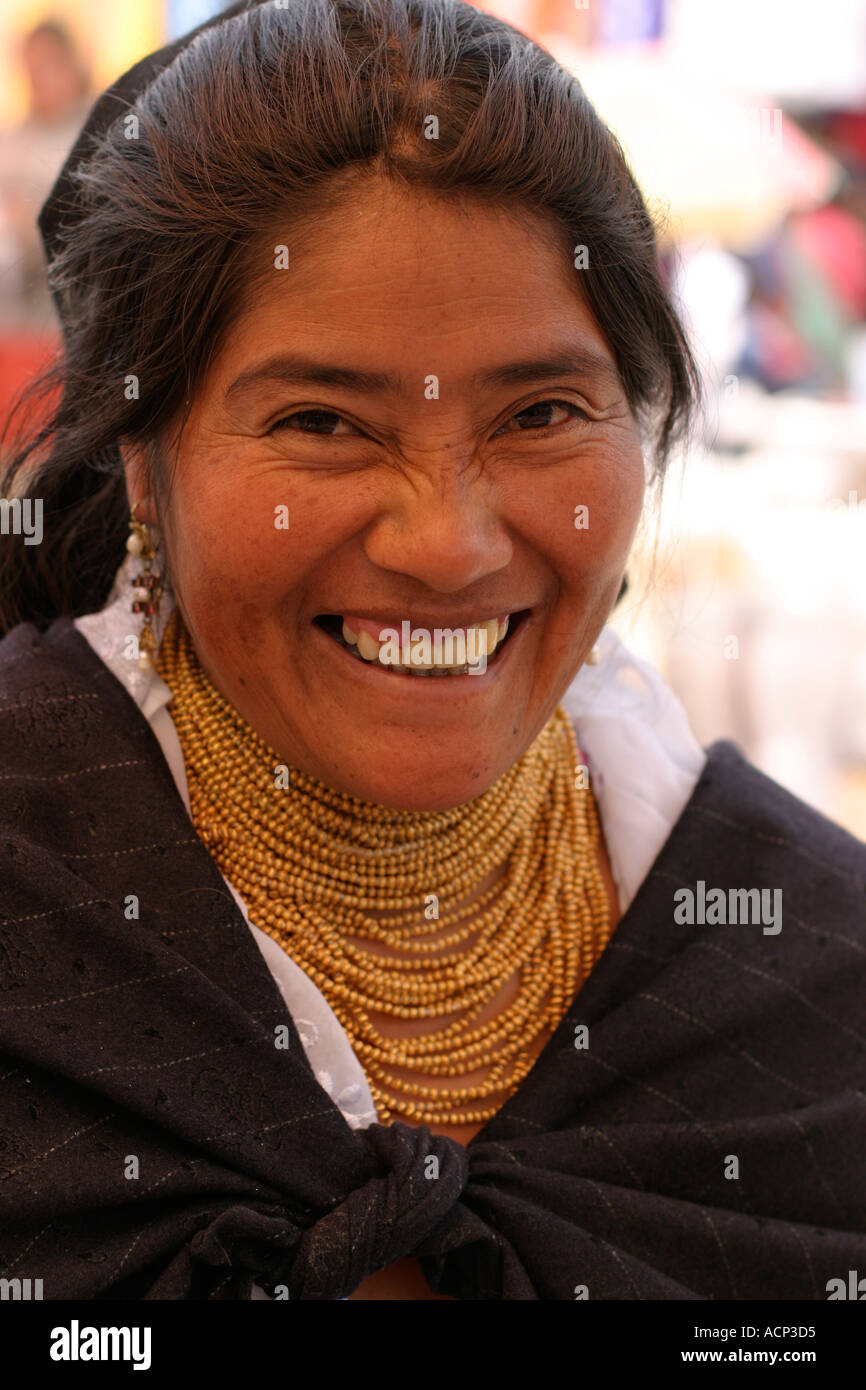 Woman at Otavalo market Ecuador Stock Photo - Alamy