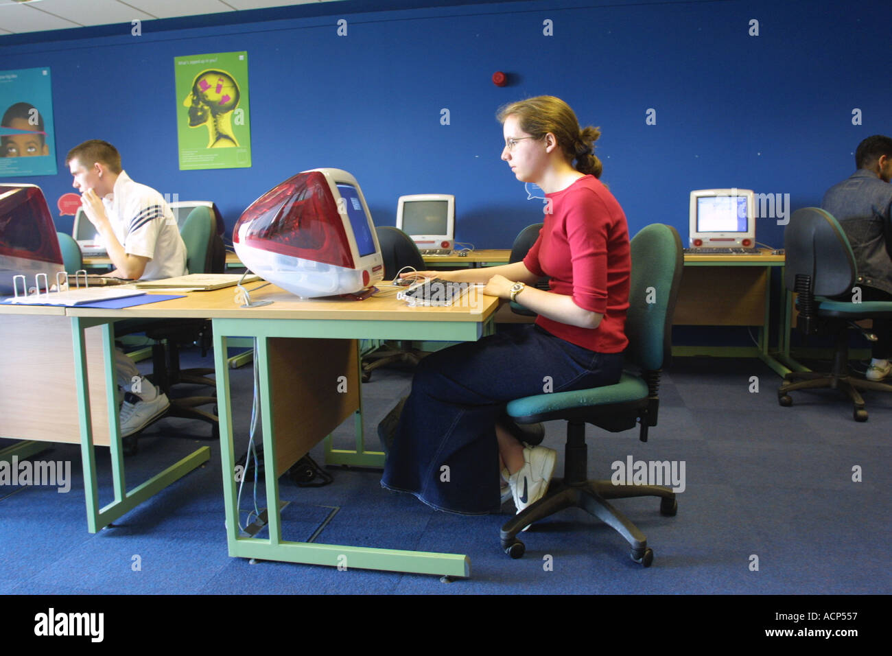 Female Teenage Student using computer at sixth form college South ...