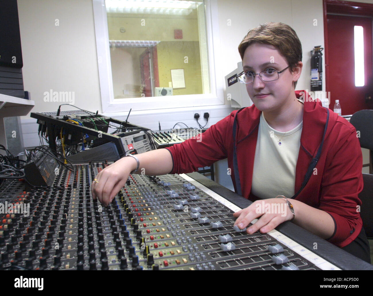 Female student in music studio at Sixth form College Croydon Stock ...
