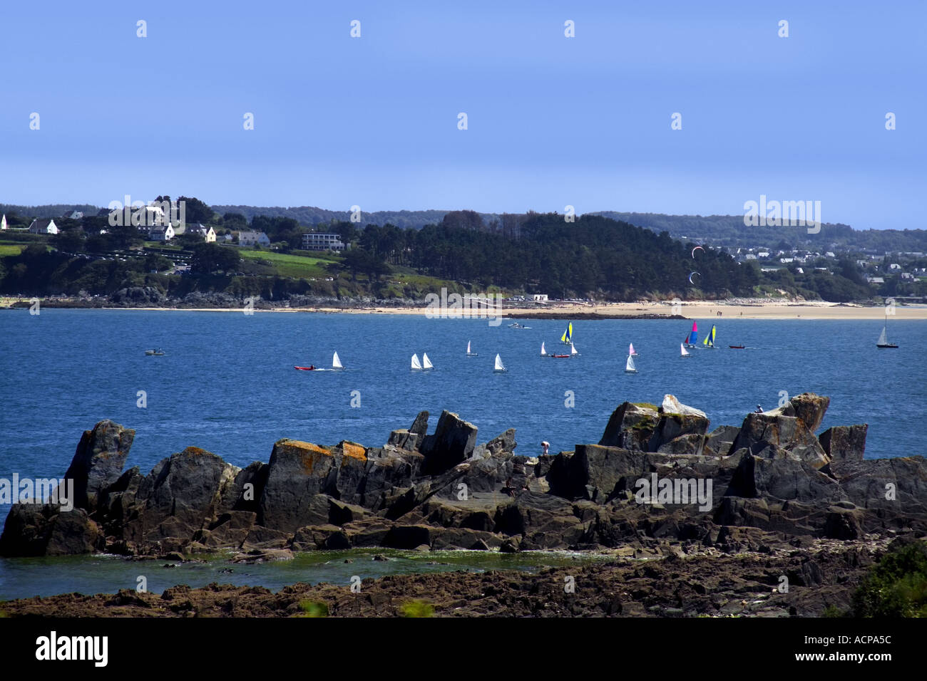 france brittany finistere amorican corniche golden belt heather coast ...