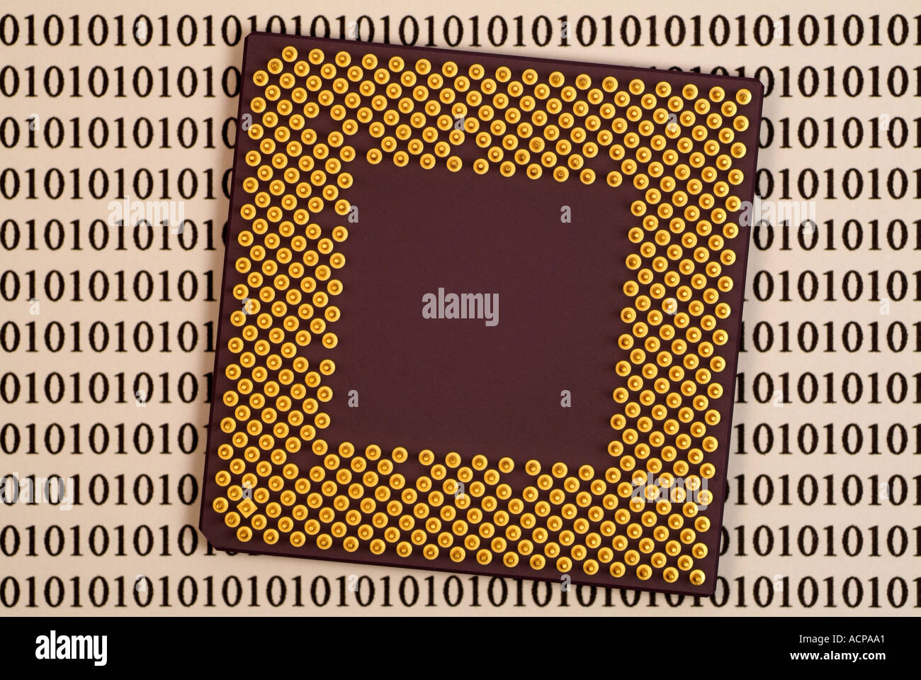 Computer Processor and Binary Digits, Close Up Stock Photo - Alamy