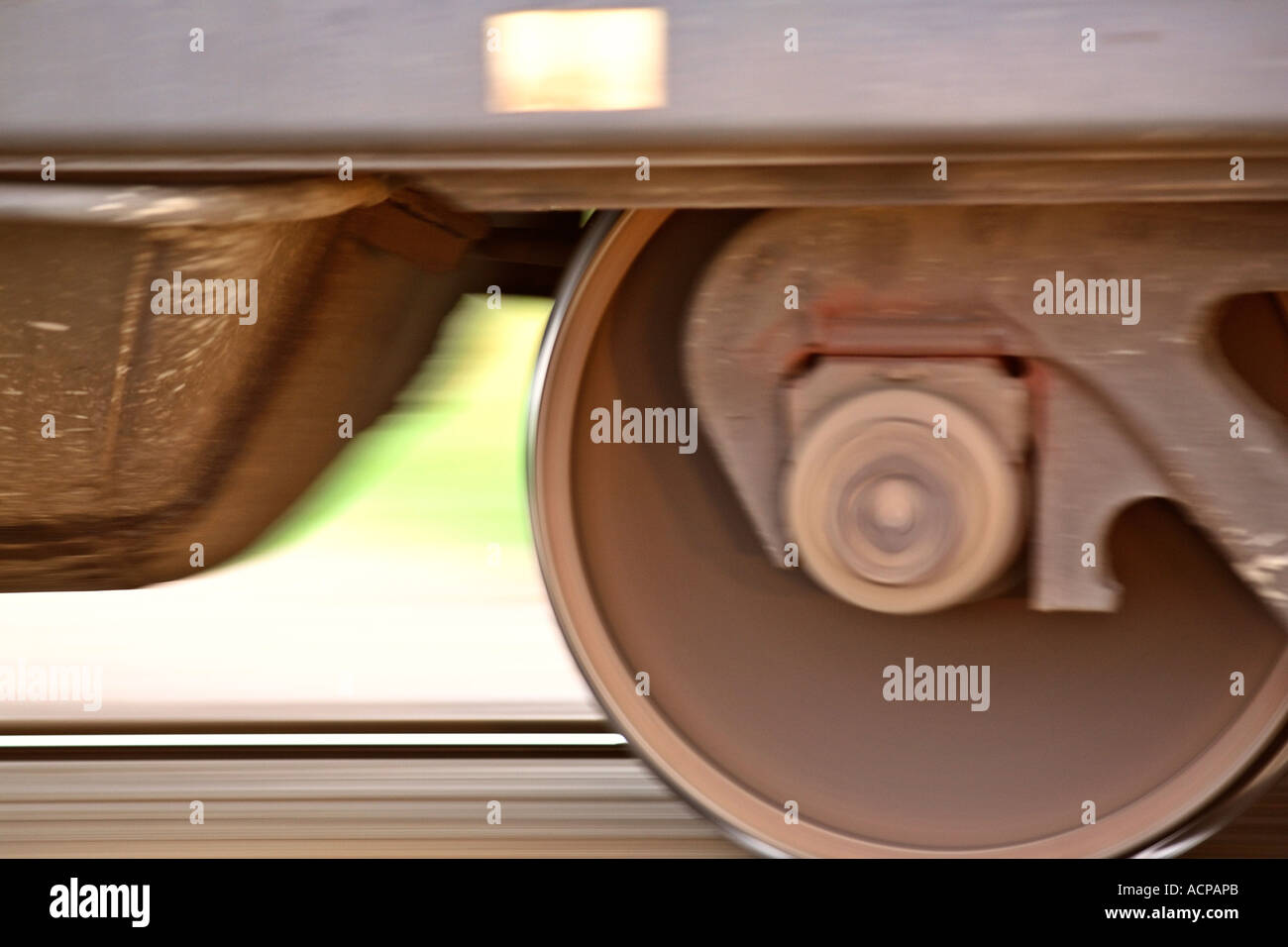 Moving rail car wheel Stock Photo - Alamy