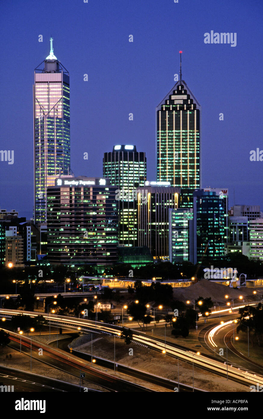 Perth Skyline at Night Australia Stock Photo - Alamy