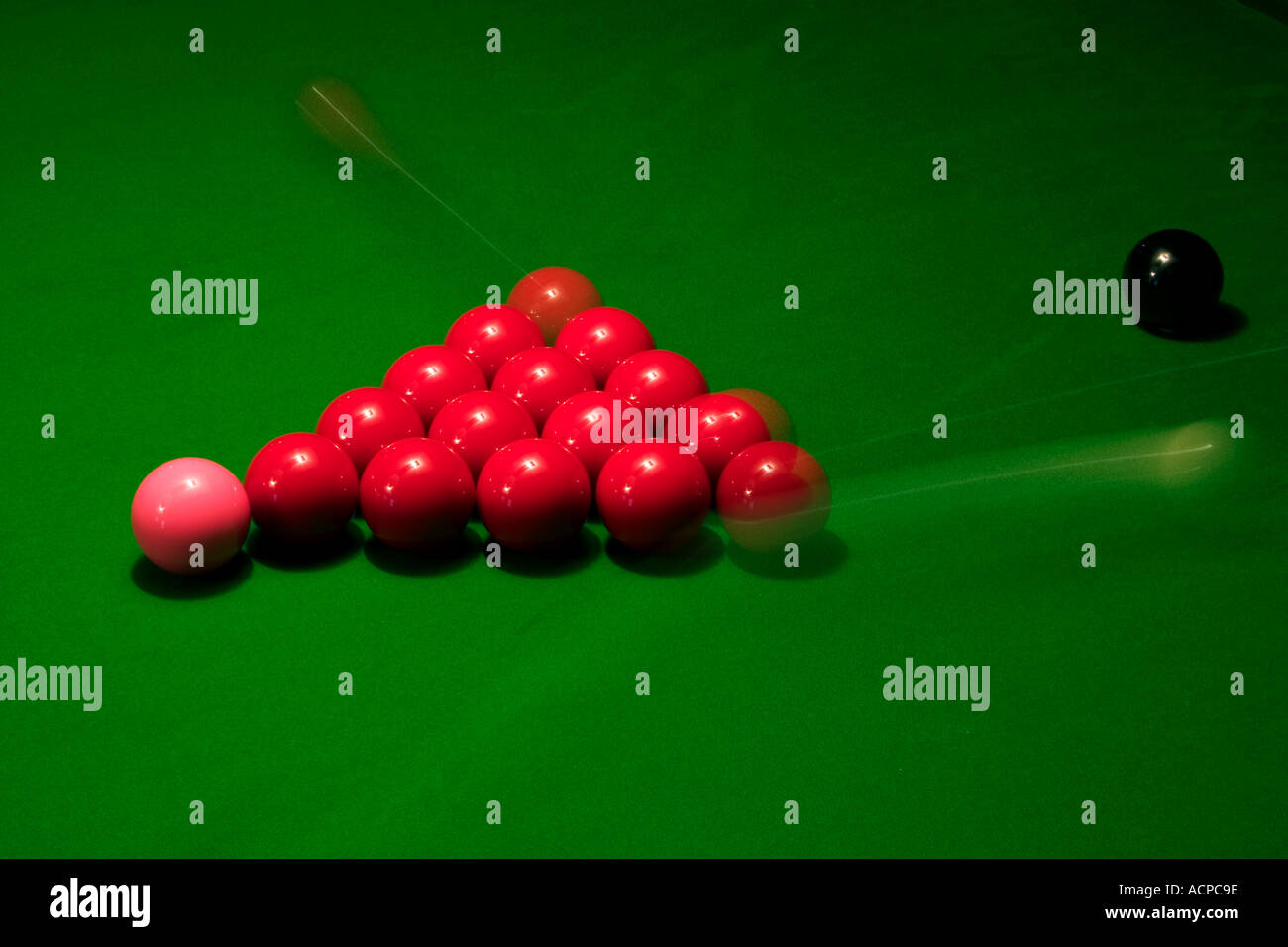 Red snooker balls after the break Stock Photo - Alamy