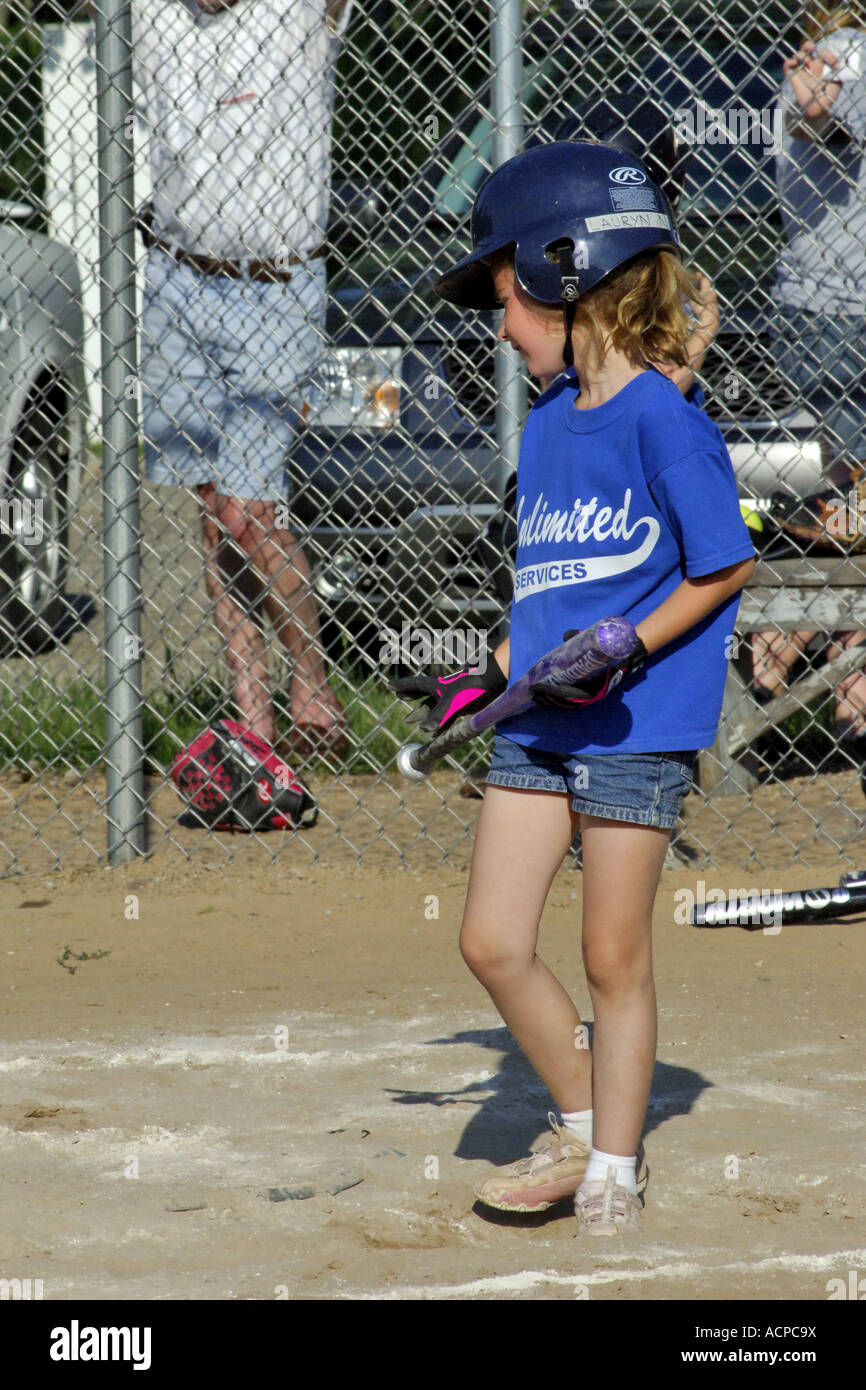 2nd grade school childrens softball practice Stock Photo - Alamy