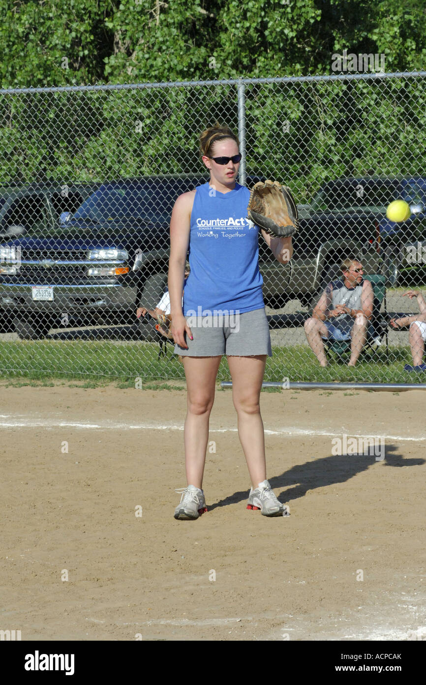 2nd grade school childrens softball practice Stock Photo - Alamy
