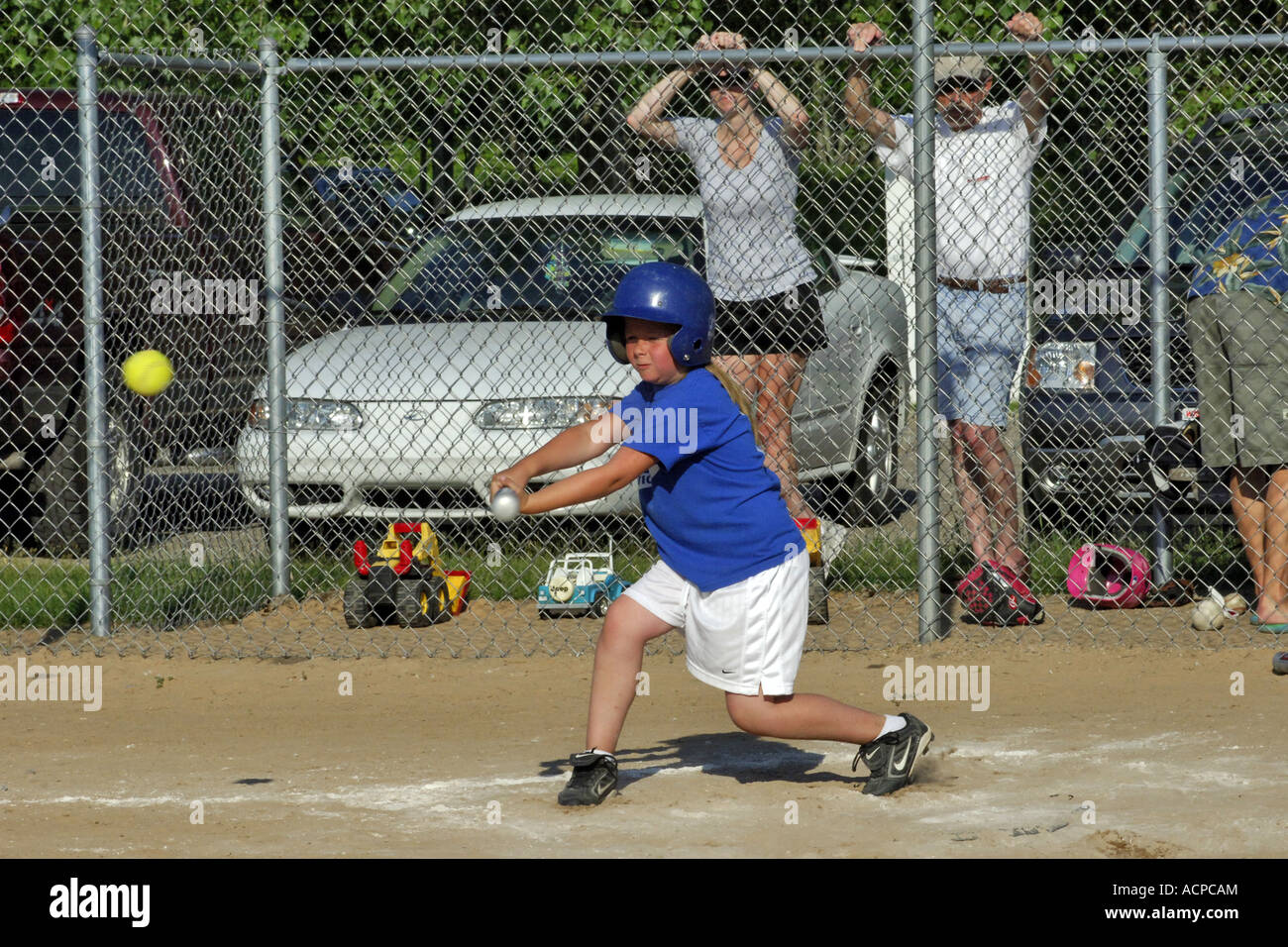 2nd grade school childrens softball practice Stock Photo - Alamy