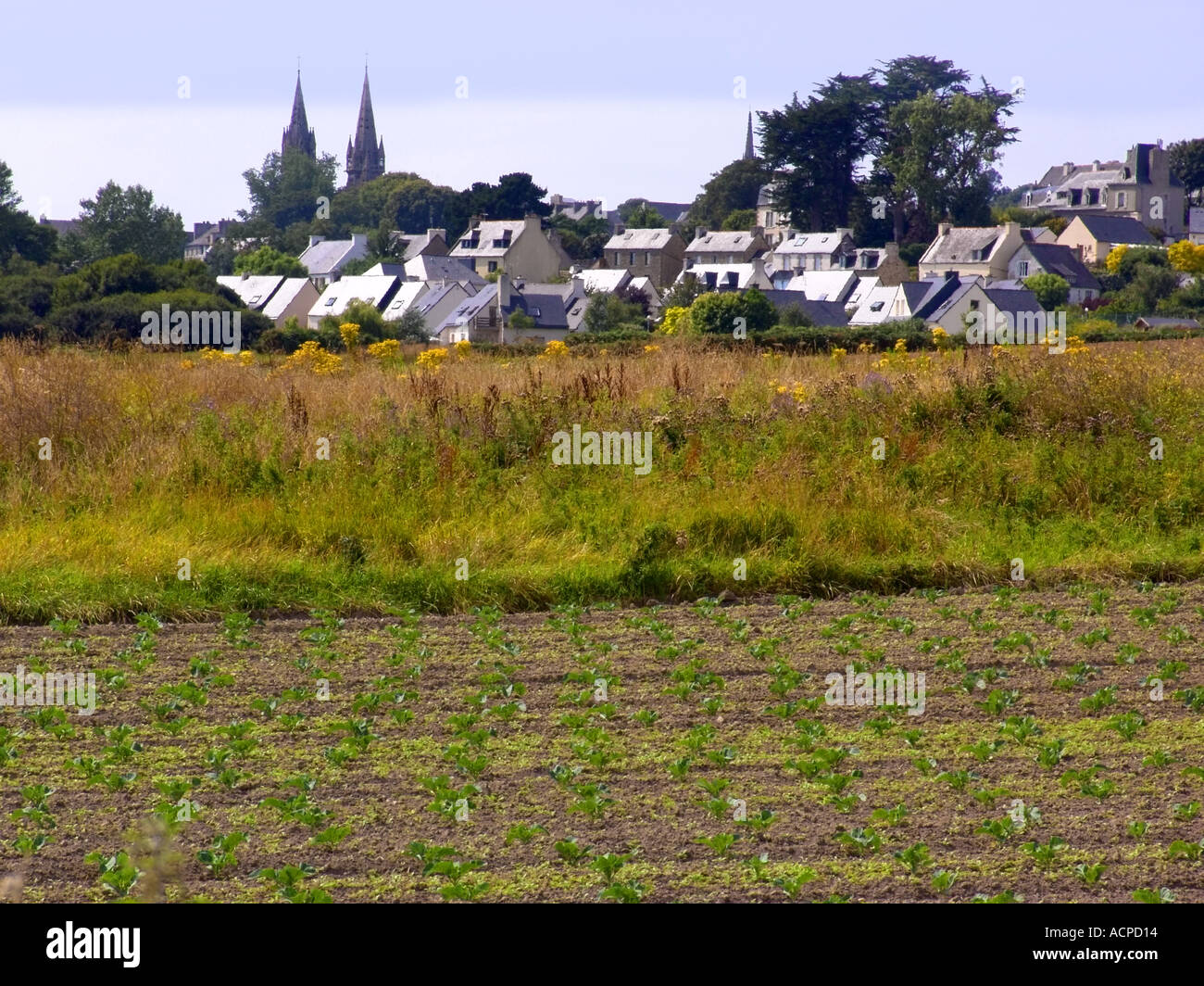 france brittany finistere seaside coastal holiday resort town of st pol ...
