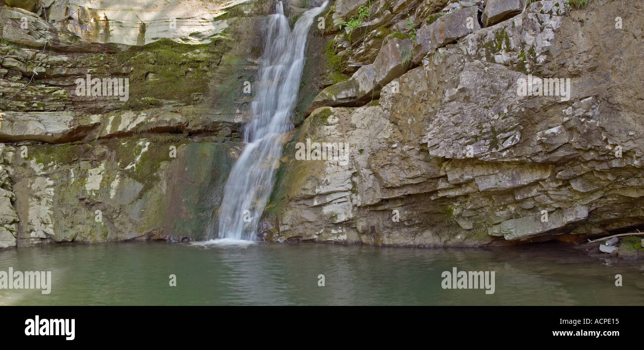 Waterfall and rocks Perino river Valtrebbia North of Italy Stock Photo ...