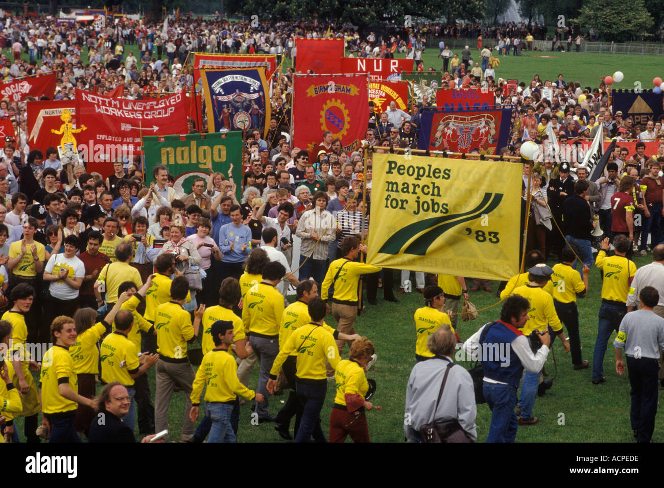 Peoples March for Jobs 1983, Hyde Park London England 1980s UK HOMER ...