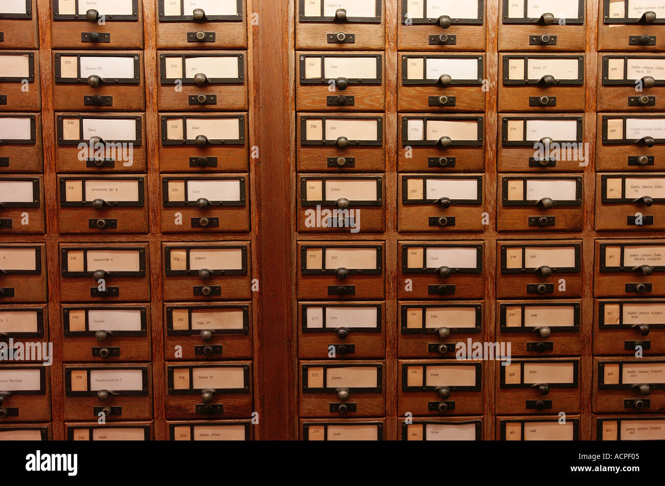 Card catalog files in a library Stock Photo - Alamy