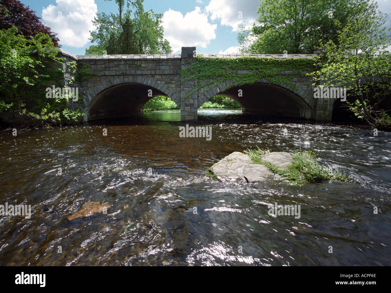 Milford Connecticut USA Old bridge over stream Stock Photo - Alamy