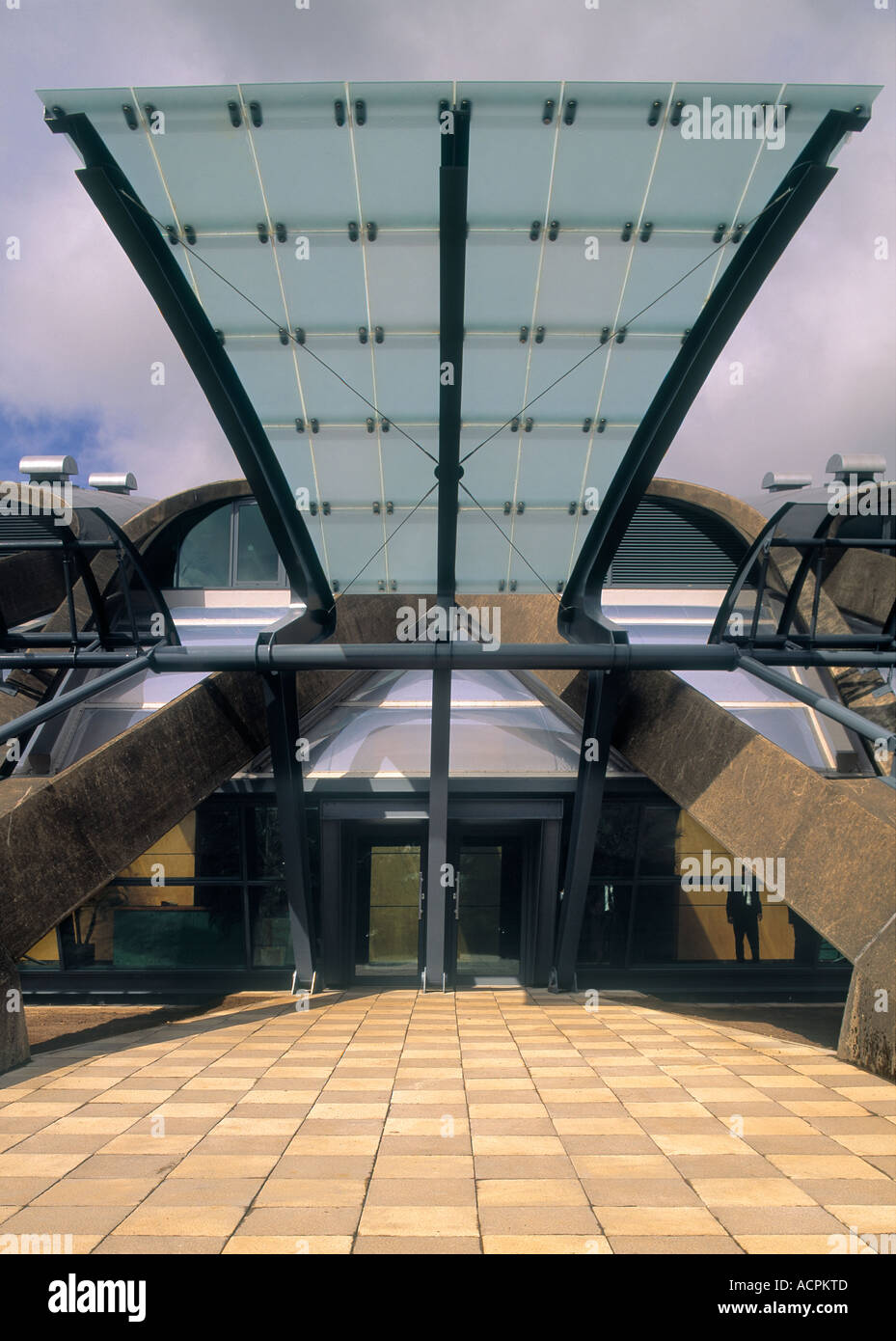 Glass entrance canopy at the Dollan Baths Aqua Centre Stock Photo - Alamy