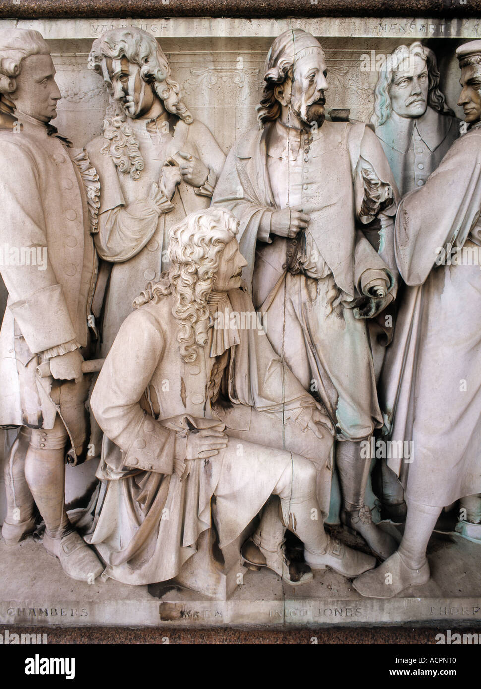 Detail of the carved frieze at the base of the Albert Memorial showing ...