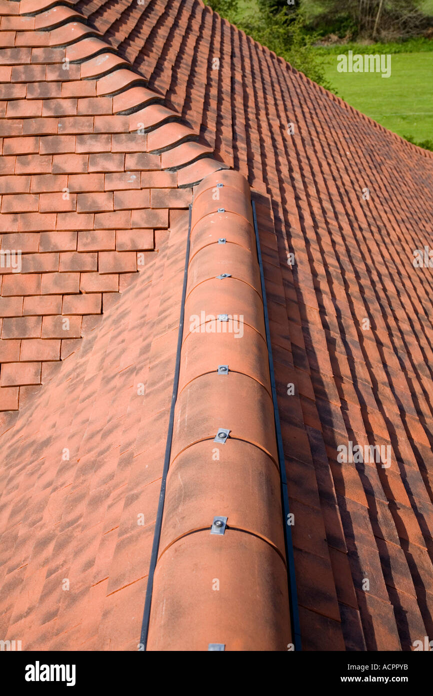 Ridge tile detail on house roof Stock Photo - Alamy