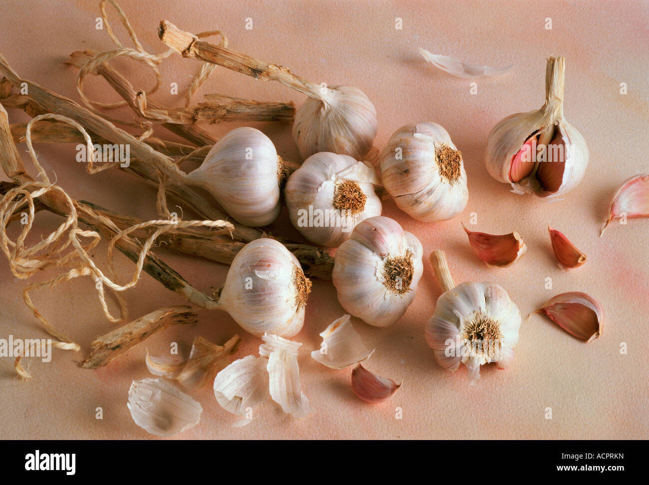 Garlic white background Stock Photo - Alamy