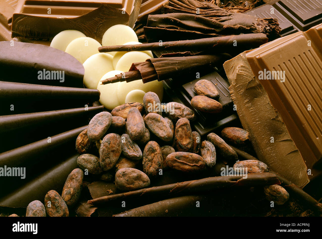 Composition different sorts of chocolate Stock Photo - Alamy