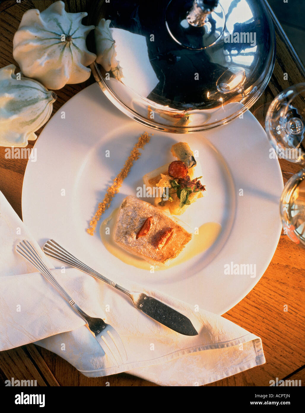 Elevated view on fish in plate Stock Photo - Alamy