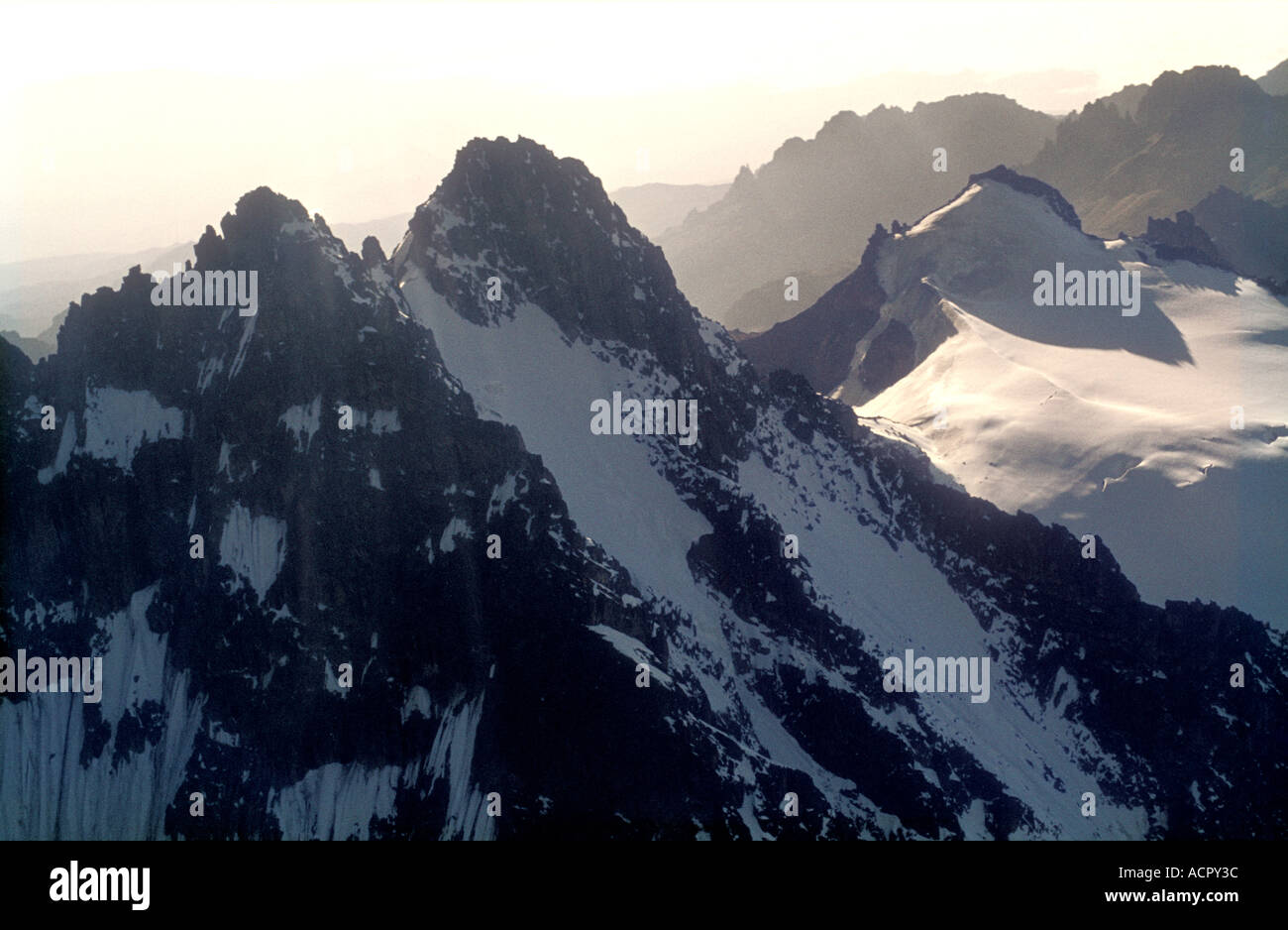 Aerial view of Mount Kenya from the west Kenya East Africa Stock Photo ...