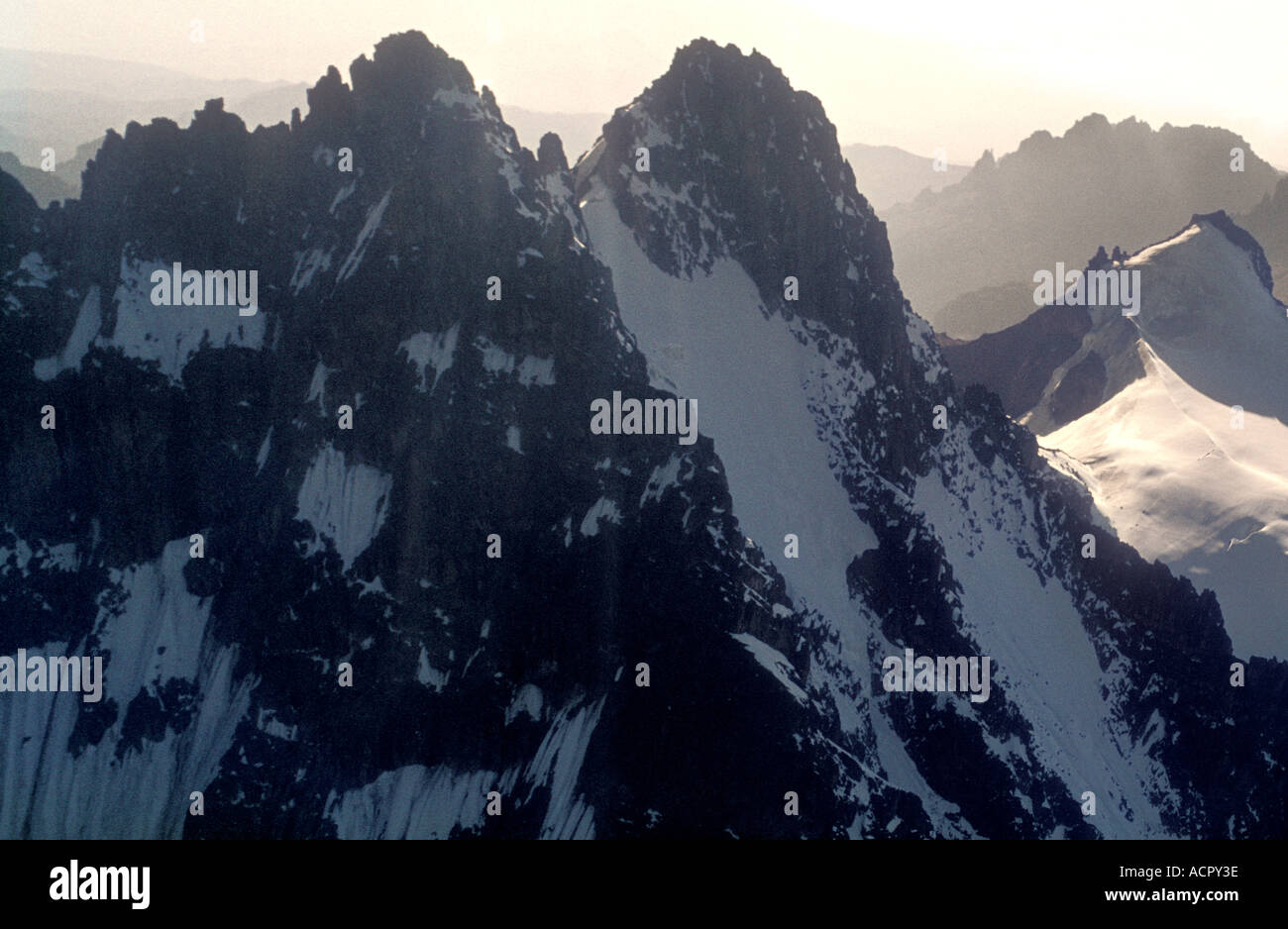 Aerial view of Mount Kenya from the west Kenya East Africa Stock Photo ...