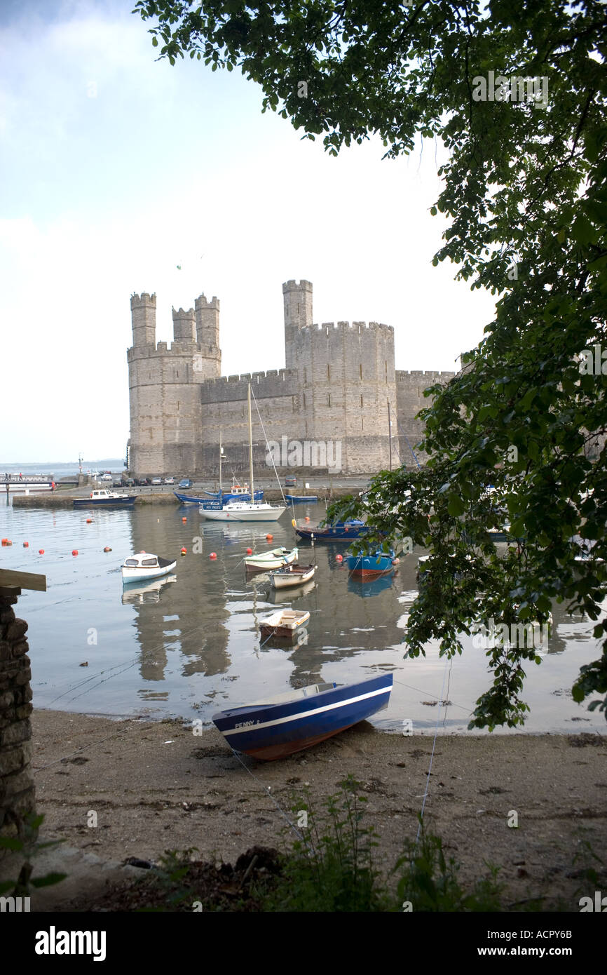 Caernarfon Castle and the Seiont river, North Wales Stock Photo - Alamy