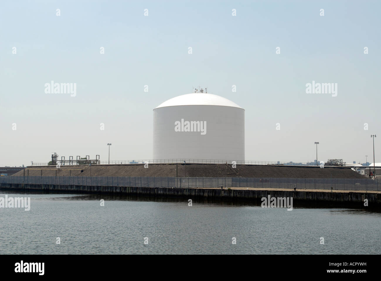 Petroleum storage tanks along Newtown Creek in Brooklyn in NYC Stock ...