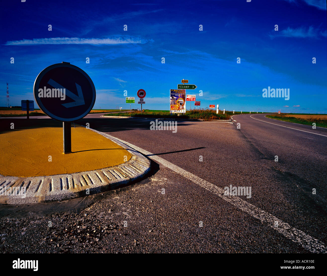 Normandy France North road colourful signs Stock Photo - Alamy