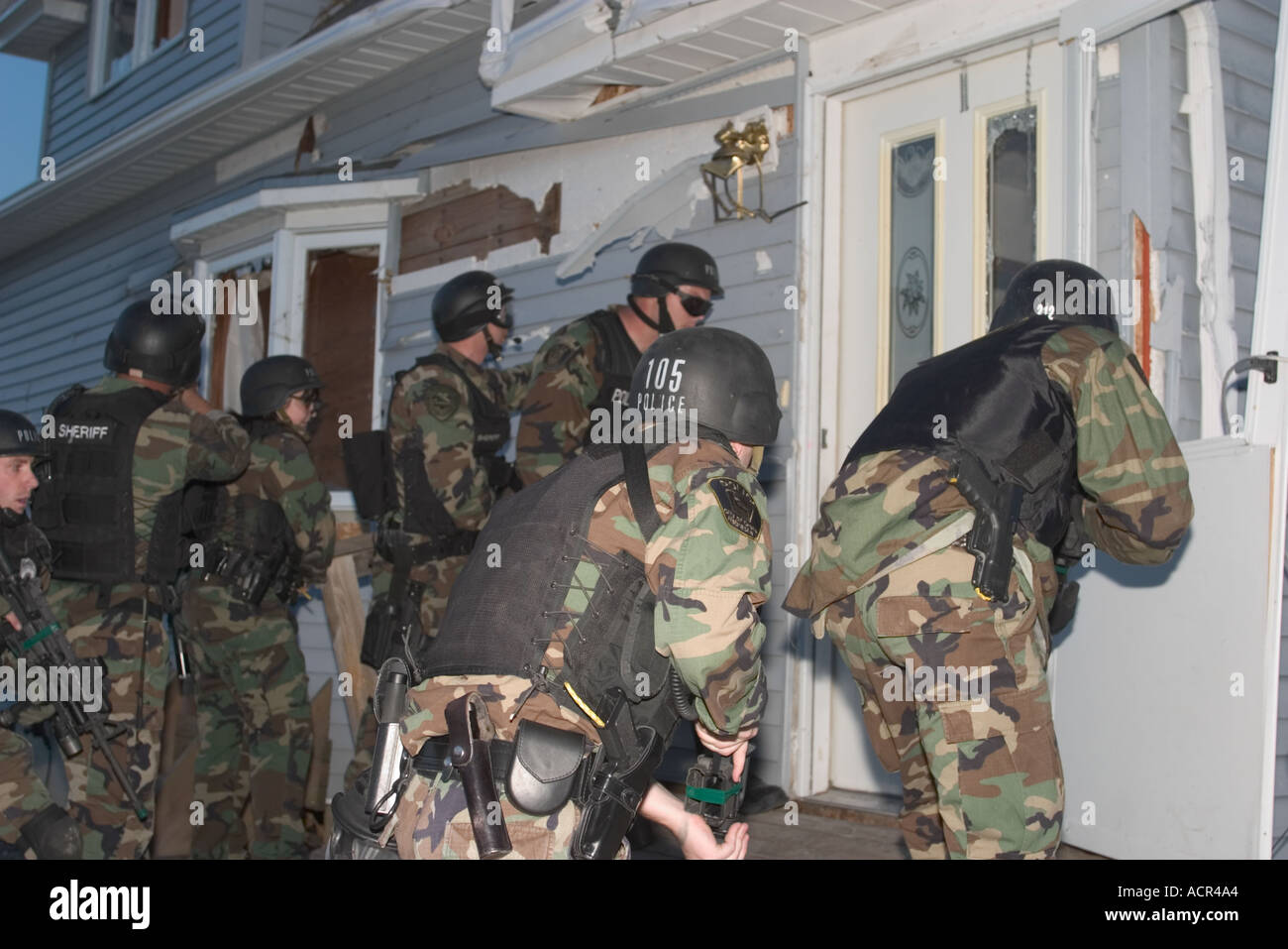 SWAT training. Local law enforcement agencies train together to handle ...