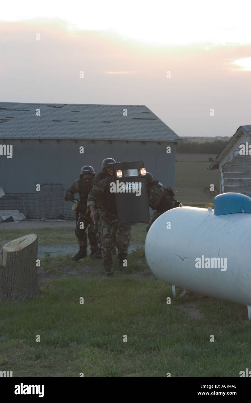 SWAT training. Local law enforcement agencies train together to handle ...